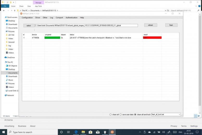 Mi Flash Error error:Not catch checkpoint (\$fastboot -s .* lock),flash ...